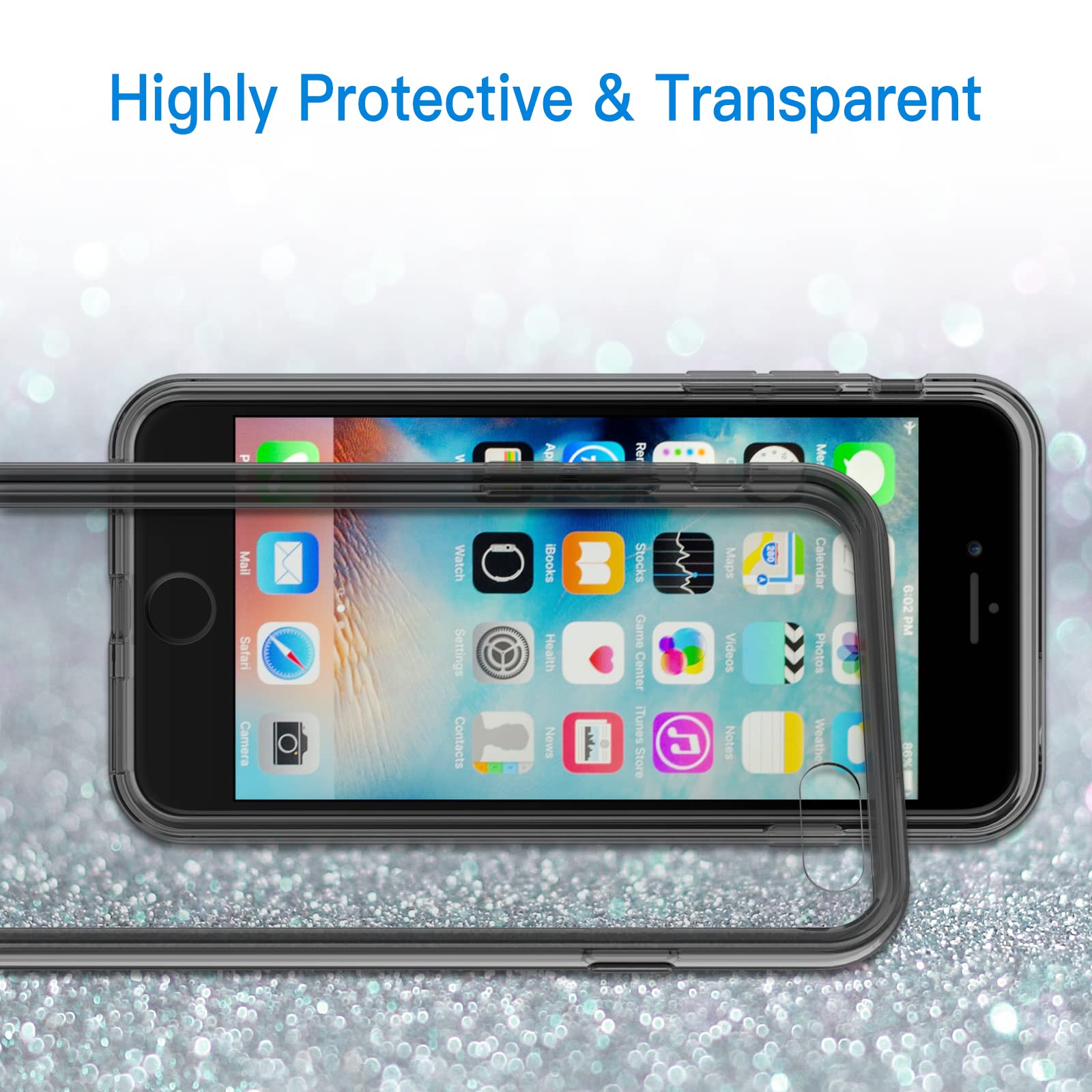 JETech Case for iPhone 6 Plus and iPhone 6s Plus 5.5-Inch, Non-Yellowing Shockproof Phone Bumper Cover, Anti-Scratch Clear Back (Gray)