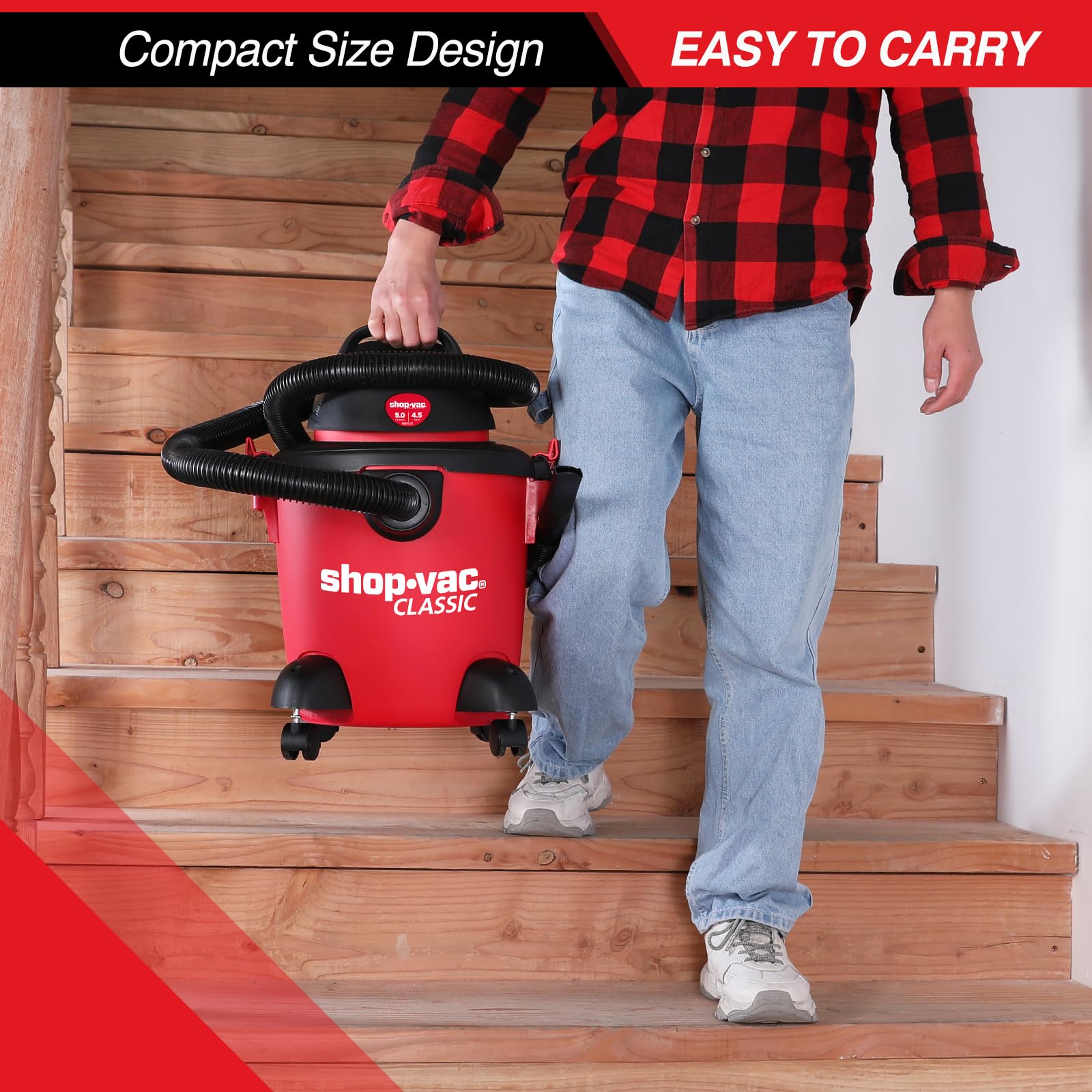 Shop-Vac 5 Gallon 4.5 Peak HP Wet/Dry Vacuum, Portable Heavy-Duty Shop Vacuum 3 in 1 Function with Attachments for House, Garage, Car & Workshop, 5971536