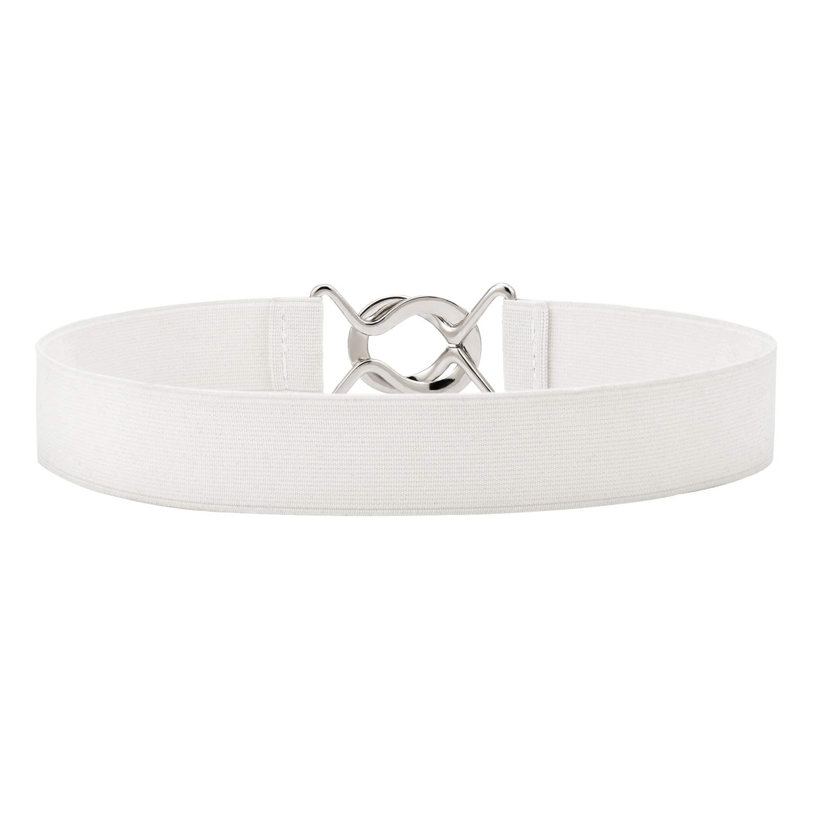 Syuer Women Stretchy Skinny Waist Belt Simple Style Elastic Belt for Jeans Dresses (L-XL (30β-36β), White)