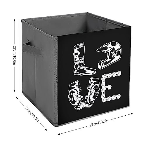 Love Motocross Storage Cubes with Handles Foldable Fabric Bins Organizing Baskets for Shelves Closet