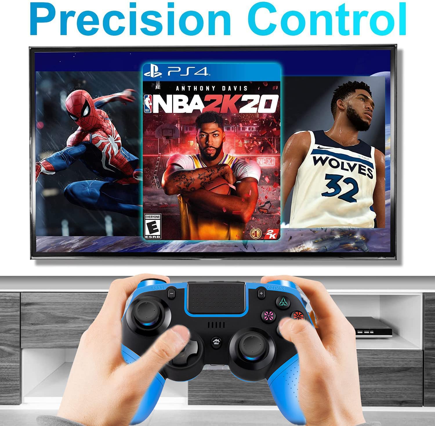 STOGA PS-4 Controller, Wireless Controller for PS4 Compatible with Playstation 4/Pro/Slim, Pro Controller with Dual Vibration, Touch Panel, 6-Axis Gyro, Gift for friends, Blue