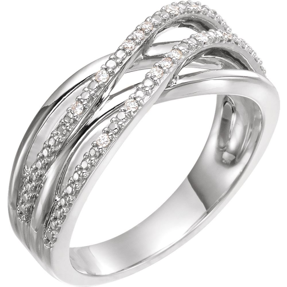 Jewels By Lux 14k White Gold .06 CTW Diamond Criss-Cross Ring Size 7