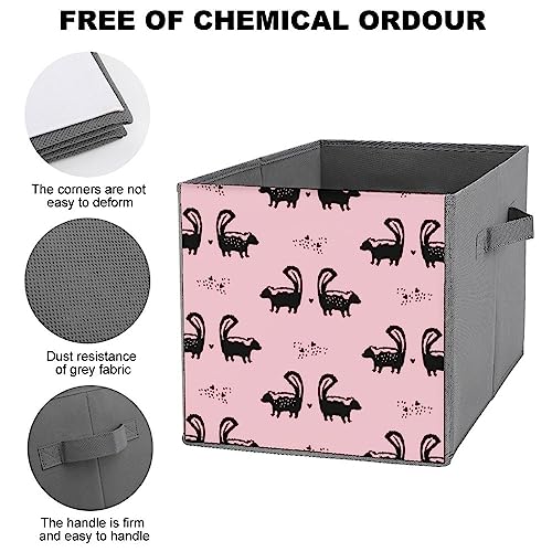 Love Skunks Storage Cubes with Handles Foldable Fabric Bins Organizing Baskets for Shelves Closet