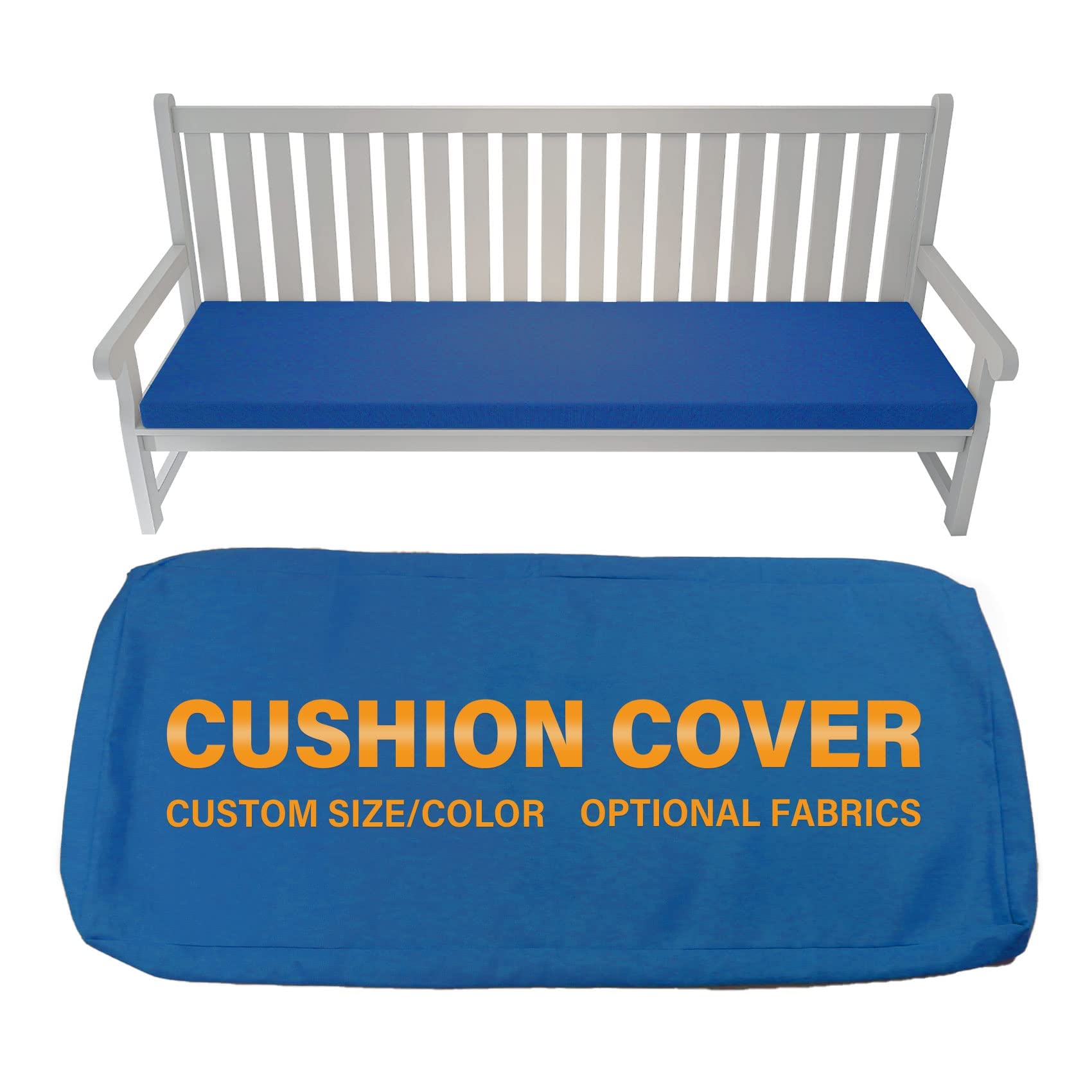 RULAER Custom Bench Cushion Cover for Patio Furniture,100+ Color Patio Cushion Covers Replacement,Indoor/Outdoor Waterproof and Breathable Kitchen or Swings Bench Cushion Covers(Only Cover)