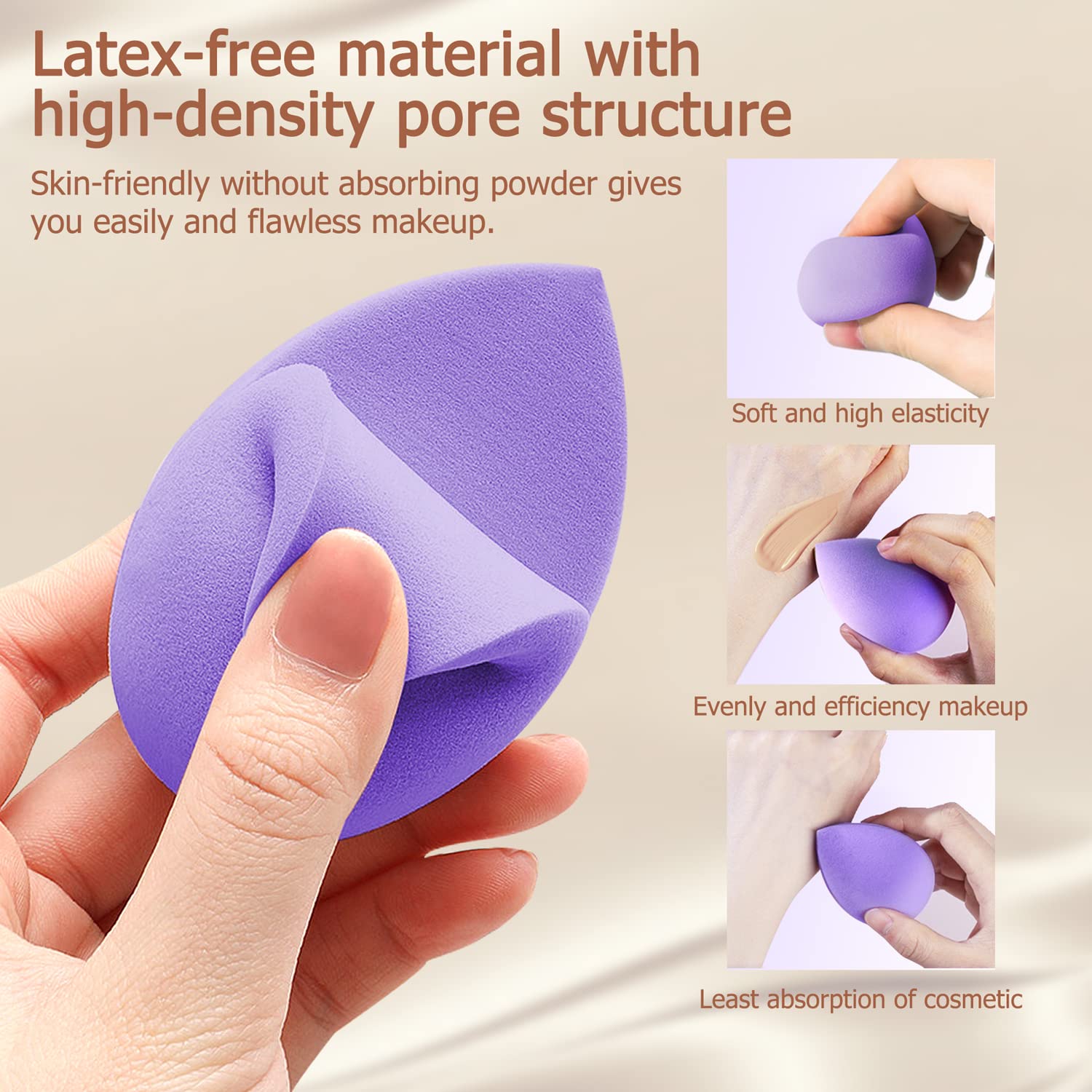Sokurang Latex free muti-color teardrop beauty blender, egg shape makeup sponge for blending, 4 pack make up sponges for face, set of 4 pcs, great gift for woman.…