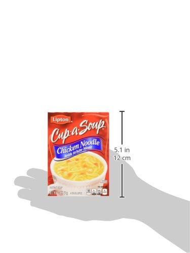 Lipton Cup-a-Soup Instant Soup For a Warm Cup of Chicken Noodle Soup Made With Real Chicken Broth Flavor 1.8 oz 4 ct, Pack of 12
