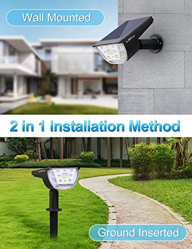 Solar Spotlights Outdoor [10 Pack/3 Lighting Modes], LiBlins Solar Light Outdoor IP67 Waterproof, Wireless Solar Landscape Spotlights, Wall & Ground Mounted for Yard Patio Pool Walkway Tree Decoration