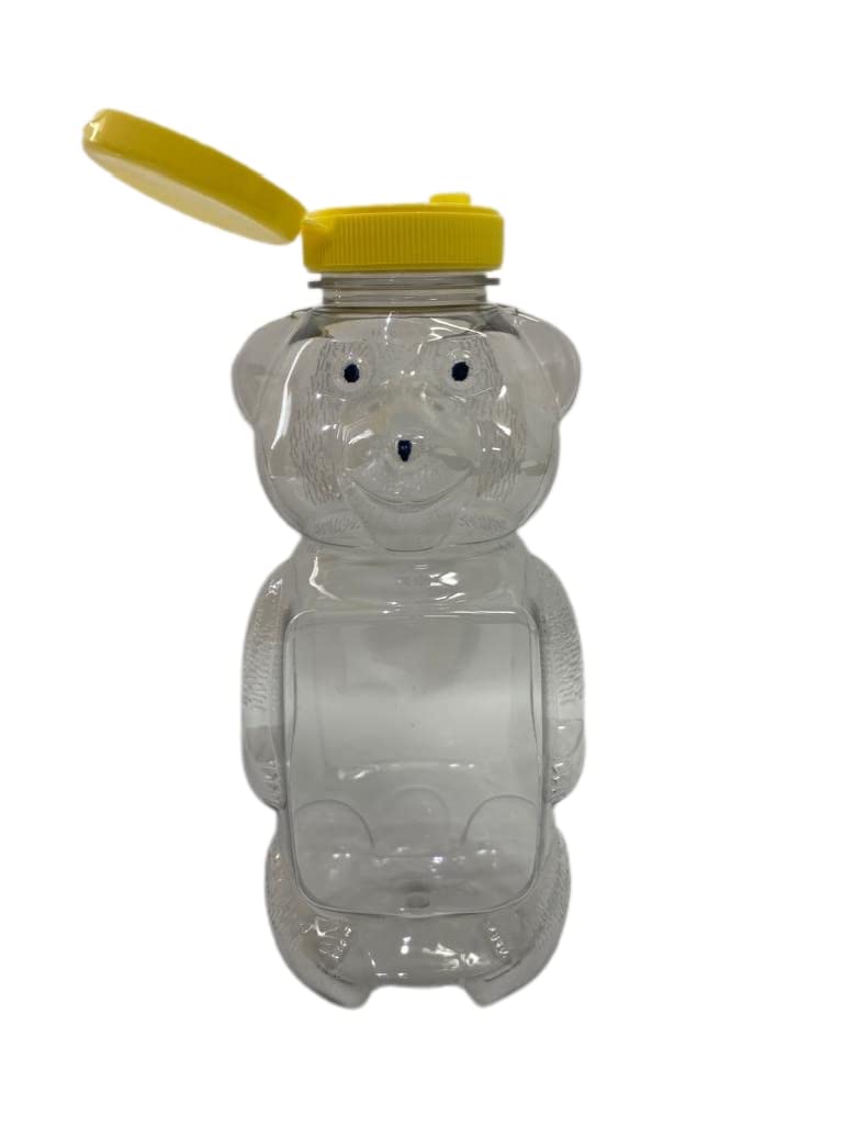 Natural Farms Pack of 3-16 oz Plastic Bear Honey Bottle Jars - Honey Squeeze Bottle Empty for Storing and Dispensing Honey