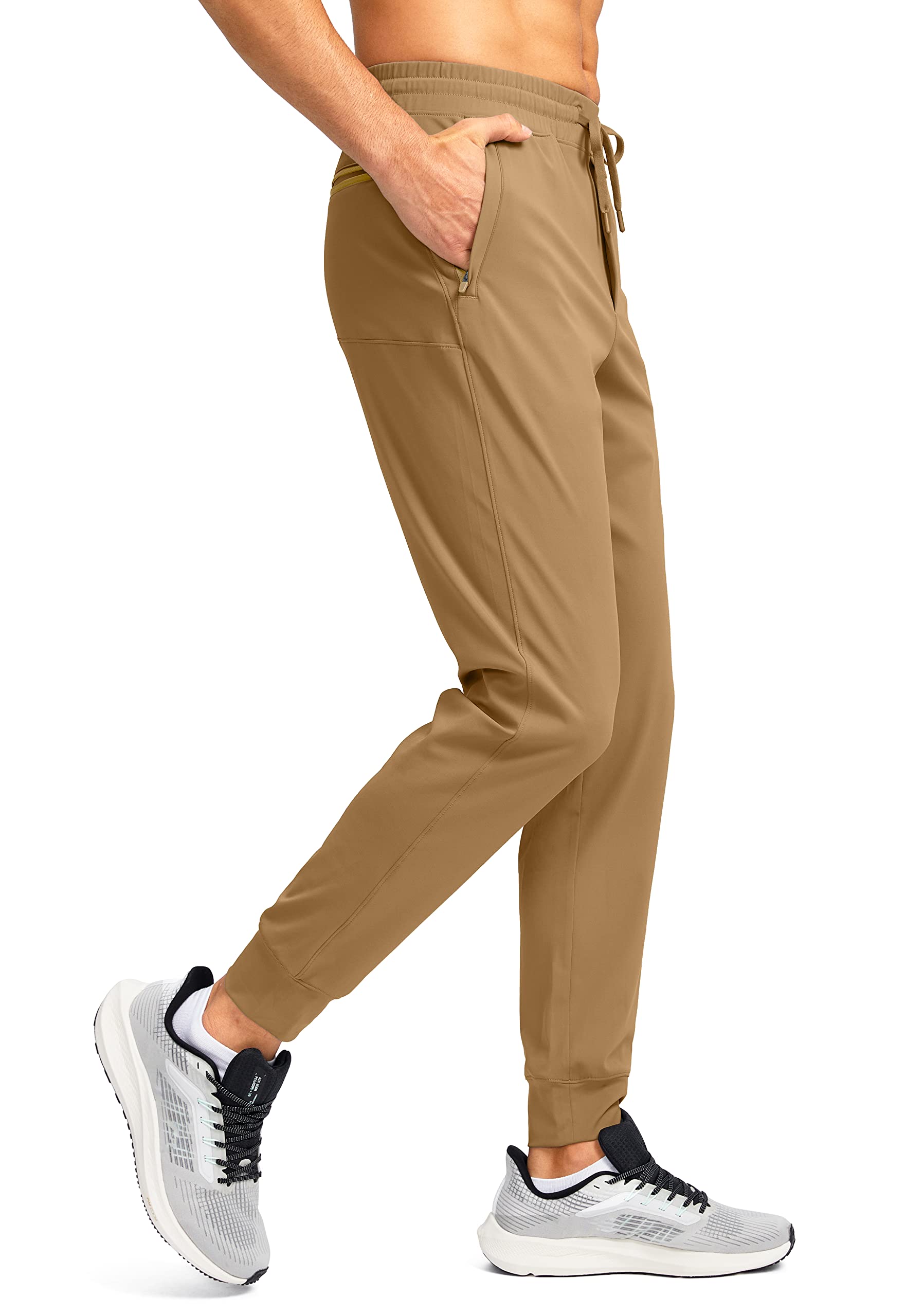 Pudolla Men's Joggers Sweatpants with 3 Zipper Pockets Workout Track Pants for Men Running Gym Walking Casual Golf(Slate Blue Medium)