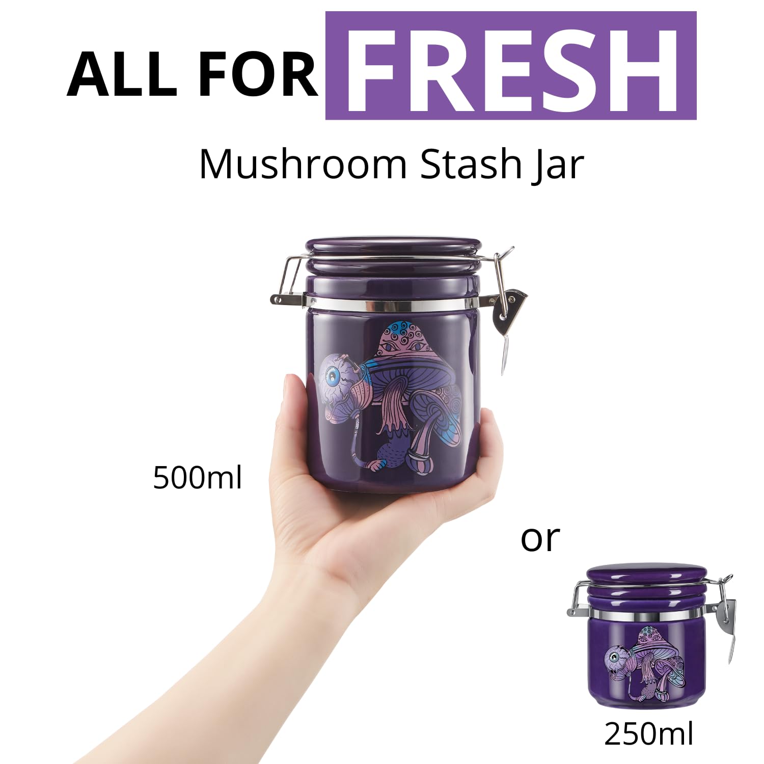 KARCOOL Mushroom Smell Proof Jar 2 Pack Bundle - 250ml + 500ml