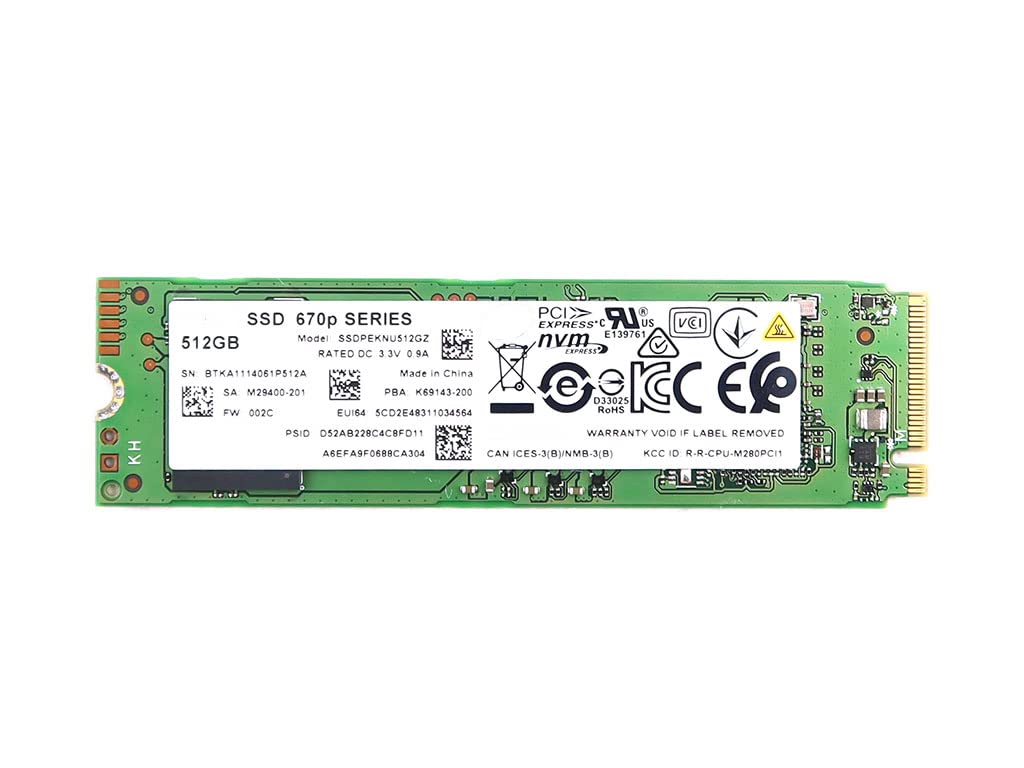 Solid State Drive M29400-201 Compatible Replacement Spare Part for Intel 670p SSDPEKNU512GZ 512GB PCI Express 3.0 x4 QLC NVMe M.2 2280 Internal SSD