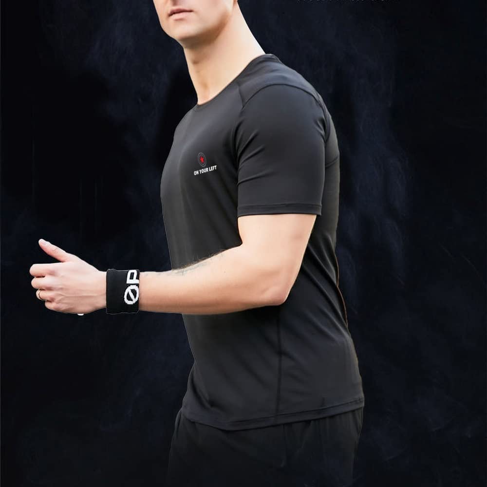 ON YOUR LEFT Dry Fit T-Shirts for Men, Athletic Running Short Sleeve Crewneck Mens Tshirts, Workout, Athletic, Casual (4X-Large, Black)
