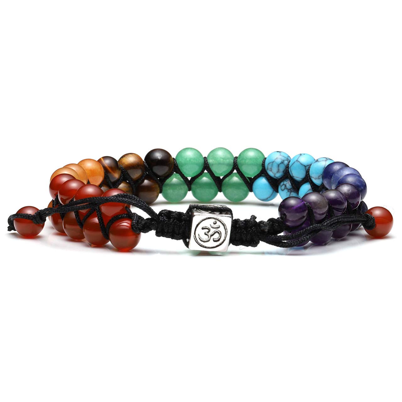 MANIFO 7 Chakra Healing Crystals Bracelet Womens Reiki Stone Rope Braided Gemstone Bracelet for Yoga Meditation Anxiety Relief (7 Chakra Crystals)