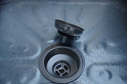 Square Wash Tub with standard 1-1/2" tailpiece Kitchen Sink Basket Drain Strainer (Double tub with standard 1-1/2" tailpiece drain and stand)