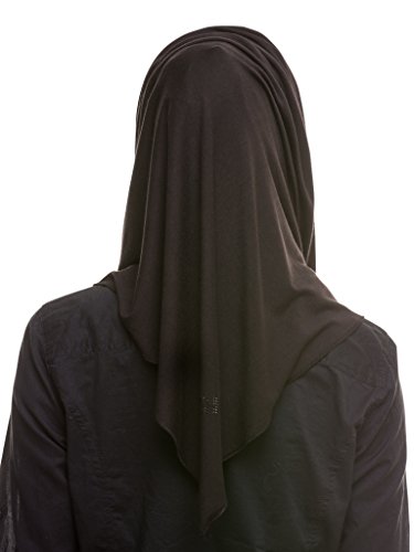 Kashkha Women's Plain Cotton Jersey Lightweight Hijab Scarf, Black, 22inches Width*77inches Length /(55cm*200cm)