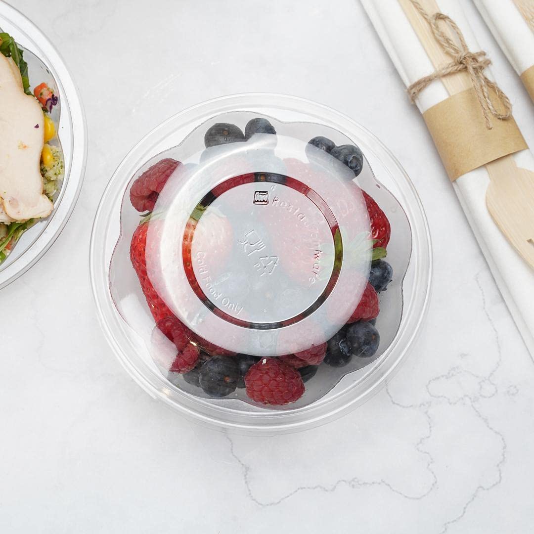 Restaurantware LIDS ONLY: Thermo Tek Lids For 8-12- 16-Ounce Disposable Salad Bowls500 Round Deli Bowl Lids - Bowls Sold Separately Air-Tight Clear Plastic Salad Container Bowl Lids