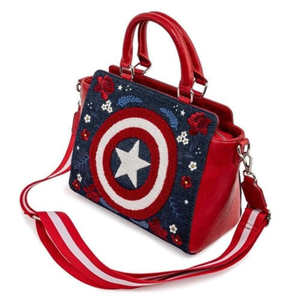 Loungefly Captain America th Anniversary Shield Crossbody Bag BlueRed