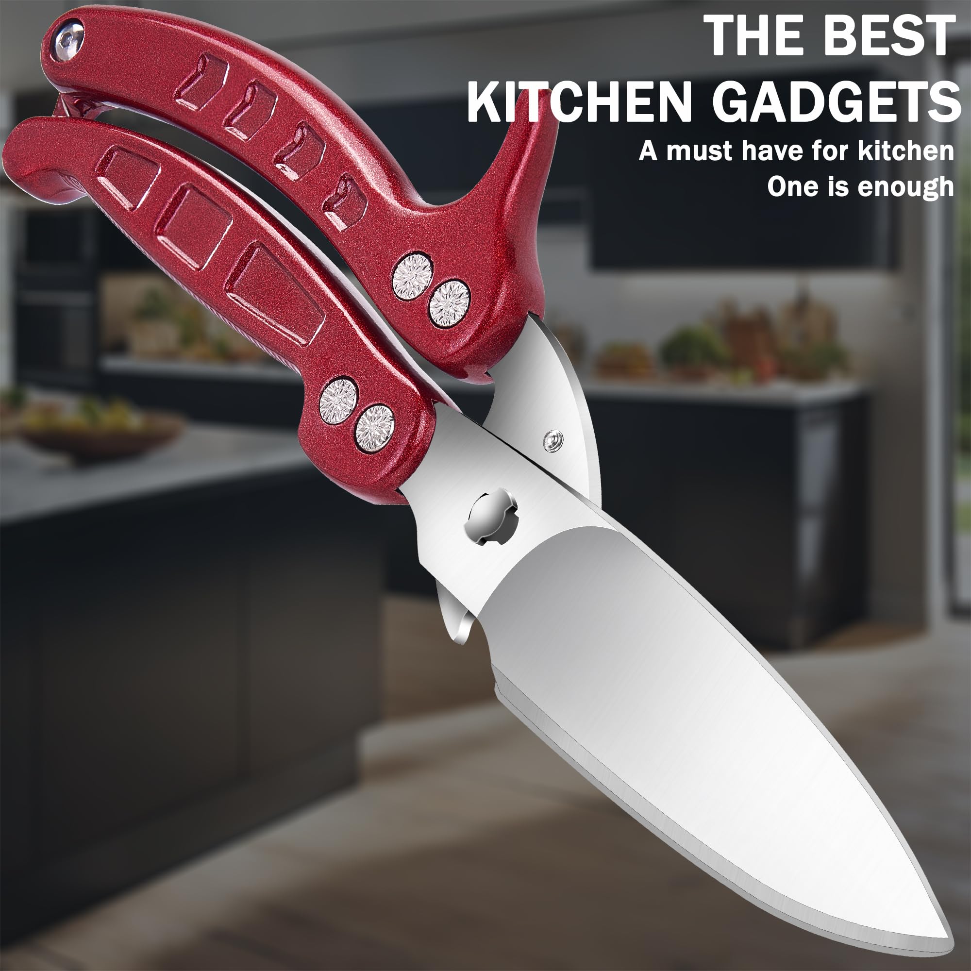 SLEMOON Kitchen Shears Heavy Duty Poultry Shears Meat Cutting Dishwasher Safe and Stainless Food Kitchen Scissors for Chicken Turkey Thanksgiving,Burgundy
