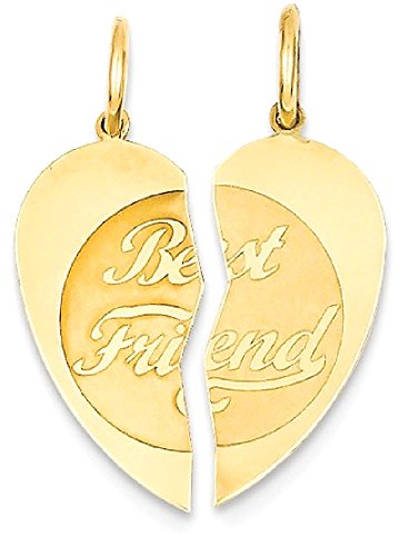 IceCarats 14K Yellow Gold Set Best Friend Necklace Charm Pendant