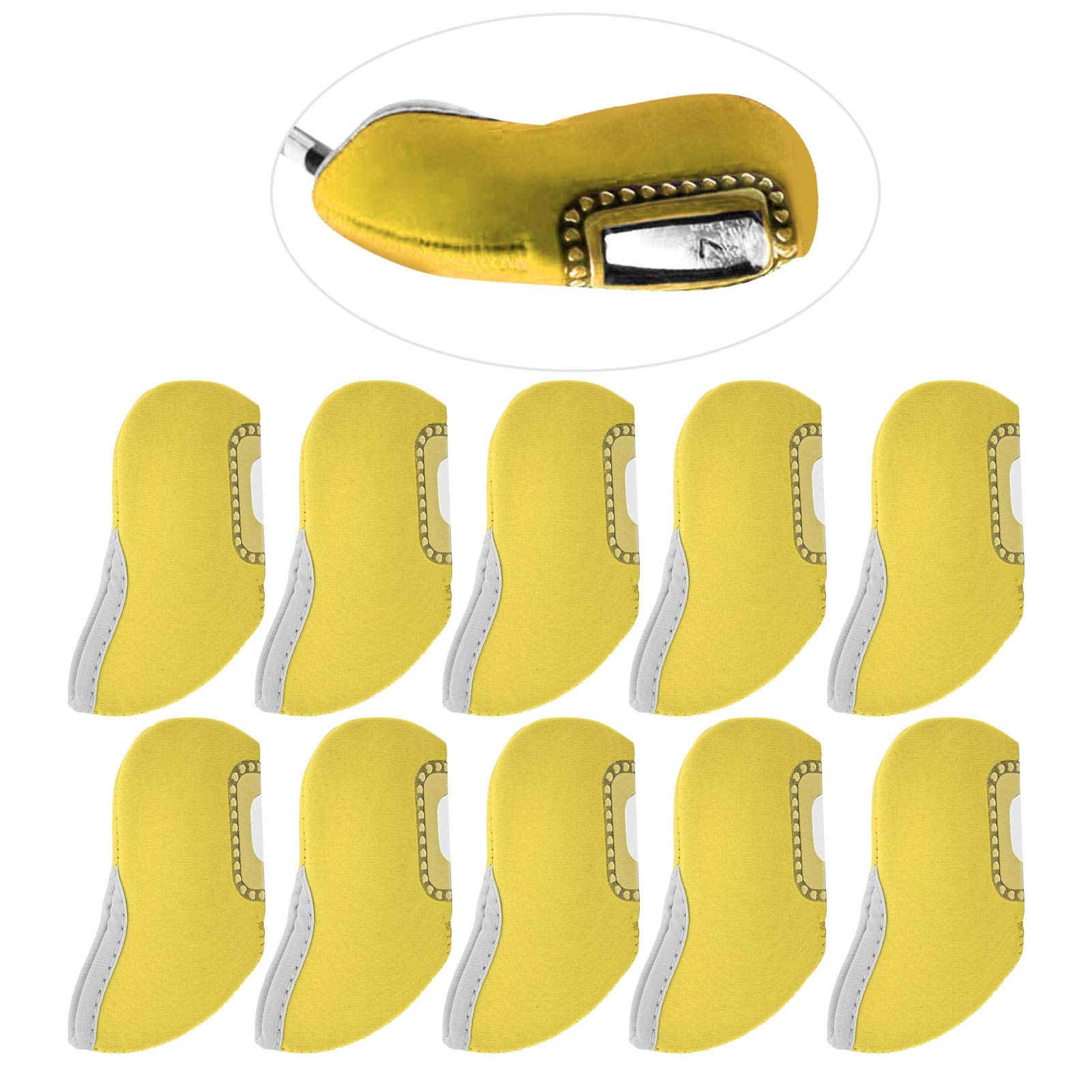 Putter Head Protector, Putter Cover, Wide Opening Design 10Pcs Golf Putter Head Cover Putter Protector Long Service Life. for Home Putter(Yellow)