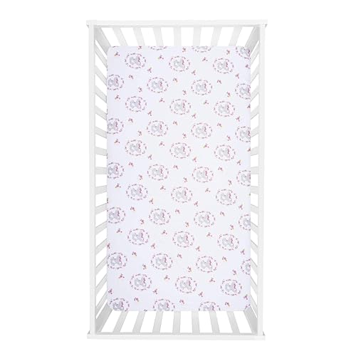 Sammy & Lou Elephant Garden 4-Piece Baby Nursery Crib Bedding Set for Girls, Includes Quilt, Fitted Crib Sheet, Crib Skirt, and Plush Toy