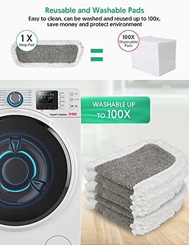 Reusable Mop Pads Compatible with Swiffer PowerMop, Power Mop Refill Pads Microfiber Mop Pads Replacement, 16x6.7Inch Washable Floor Mop Pads Refills Mop Heads for Floor Cleaning, 5 Pack