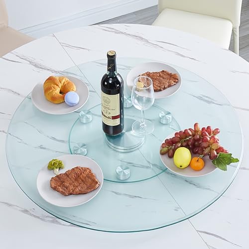 MAGILL Glass Lazy Susan Rotating Tray for Kitchen, Transparent Round Turntable Lazy Susan Dinner Table Centerpiece, Smooth & Silent (Color : Clear, Size : 110cm/43in)