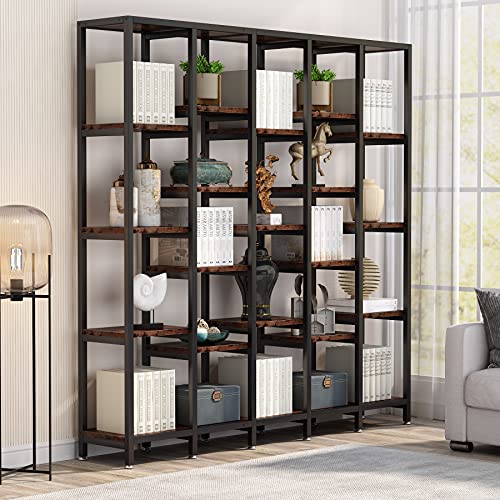 Tribesigns Wide 9-Tier Bookshelf, 71β H x 70β W Extra Large Bookcase with 22 Open Shelves, Tall Bookshelf Open Display Shelves with Metal Frame for Living Room, Home Office, Rustic Brown