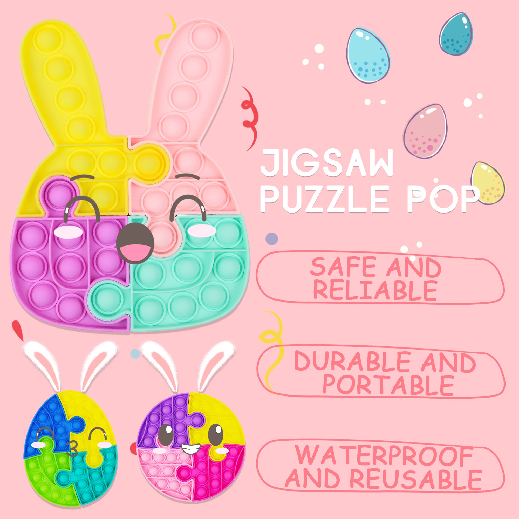 Puzzle Pop Jigsaw Its Puzzles Fidget Sensory Preschool Graduation for Kids Push It Bubble Pops Popet Poppet Boys Girls Learning for Party（3 Styles：Egg,Rabbit,Circle）