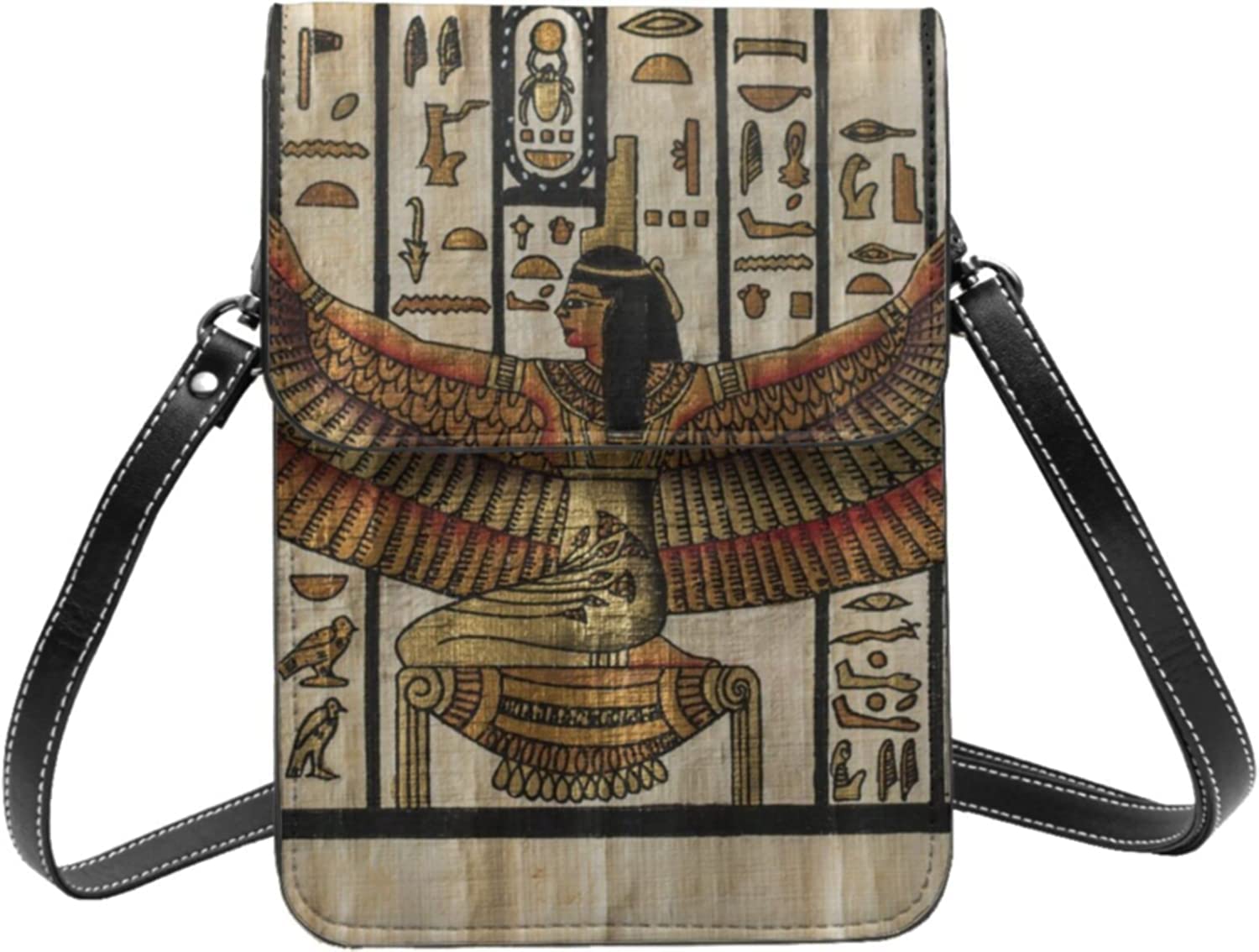Small Crossbody Cell Phone Purses For Women Egyptian Antique Hieroglyphs Leather Shoulder Bags