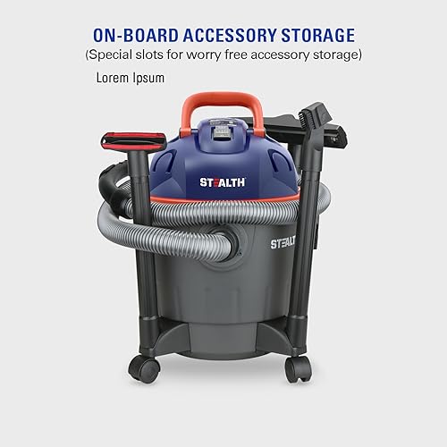 Stealth Wet/Dry Vacuum 5 Gallon, 5.5 Peak HP Shop Vacuum with Blower for Home, Garage, Car, Workshop,EMV051