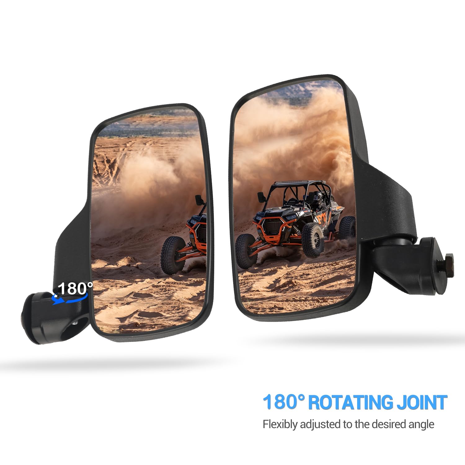 KARSEE UTV Side Mirrors Adjustable for 1.5" - 2" Roll Bar Cage Universal UTV Rear View Mirror Compatible With Polaris RZR Arctic Cat Honda Pioneer Yamaha Rhino Kawasaki Mule