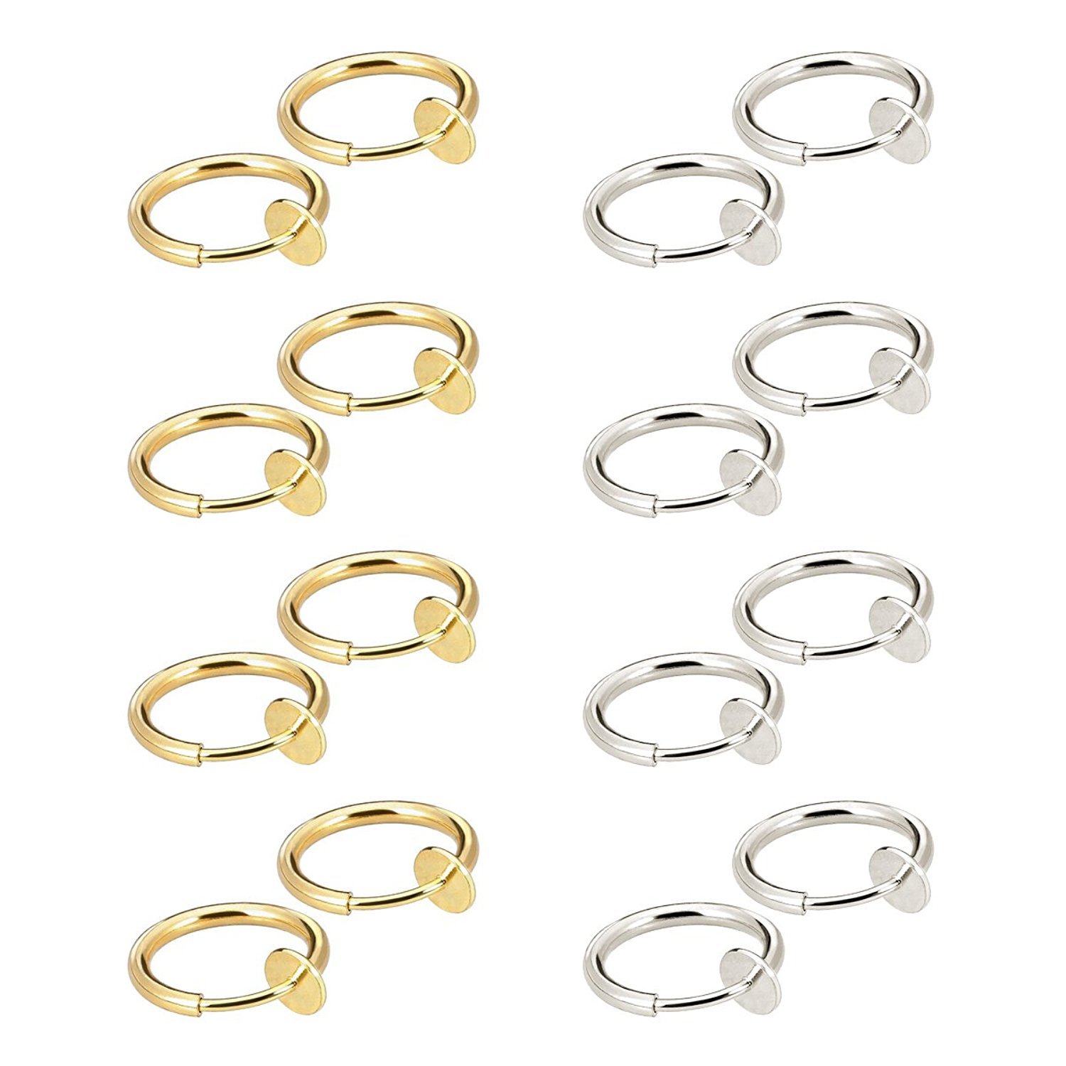 JewelrieShop Fake Nose Ring Hoop, Clip on Earrings Fake Septum Non Piercing Spring Hoop Earrings Fake Cartilage Earrings for Women - 6,9,16 Pcs
