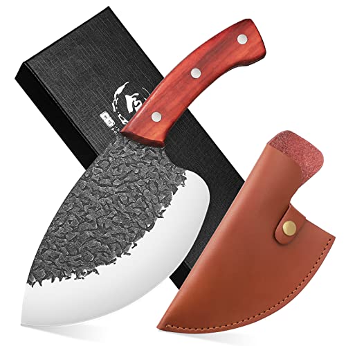 Purple Dragon Aquatic Fish Knives Fish Fillet Knife Sharp Slaughter Fish Special Knife Seafood Professional Tool Fish Knife Kitchen Knife Hammered forging Full Tang Carbon Steel Meat Cleaver
