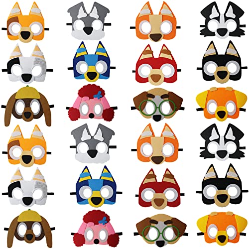 YALARY 24 Packs Blue Puppy Dog Felt Mask for Kids, Puppy Dog Themed Party Supplies Birthday Party Favors Costumes Dress-Up Masks Birthday Gift for Boys Girls