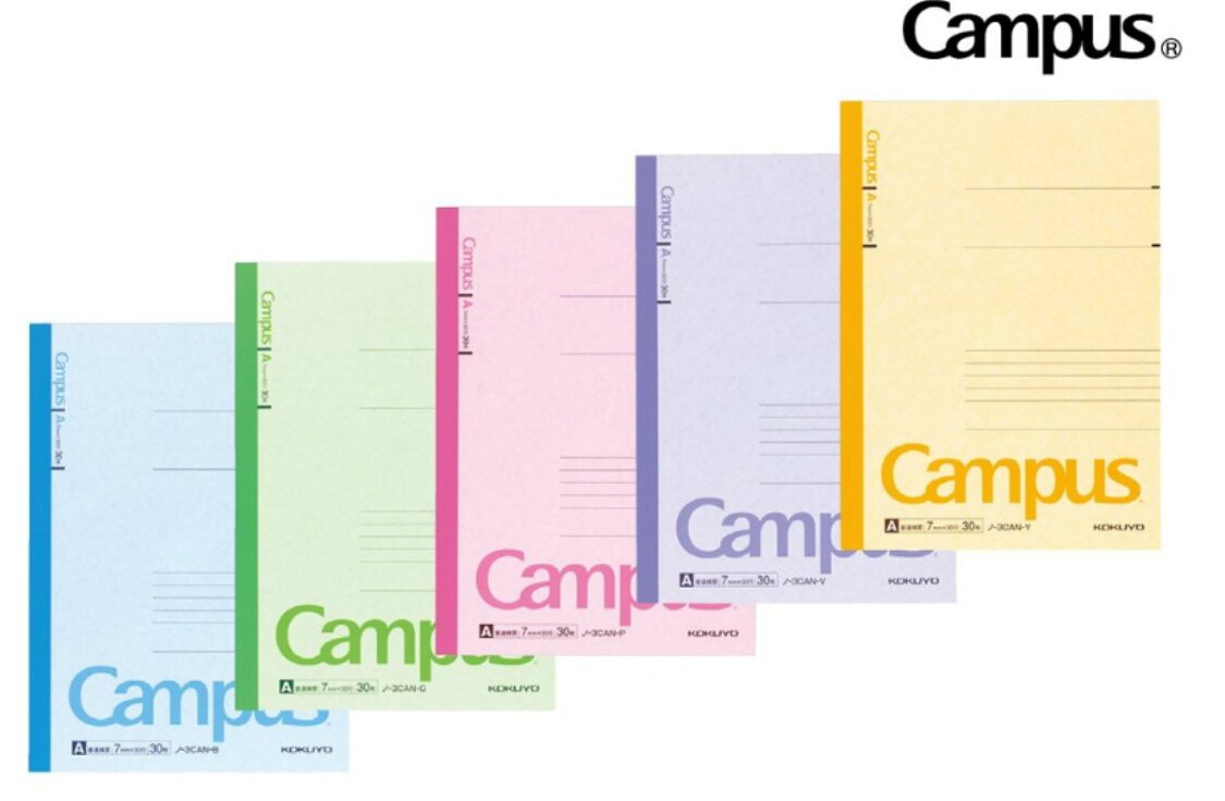 KOKUYO Campus Notebook, A 7mm Ruled, Semi-B5, 30 Sheets, 30 Lines, Pack of 5, 5 Colors, Japan Import (NO-3CANX5)