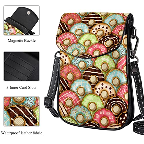 Small Crossbody Bag Colorful Donuts Cell Phone Purse Wallet