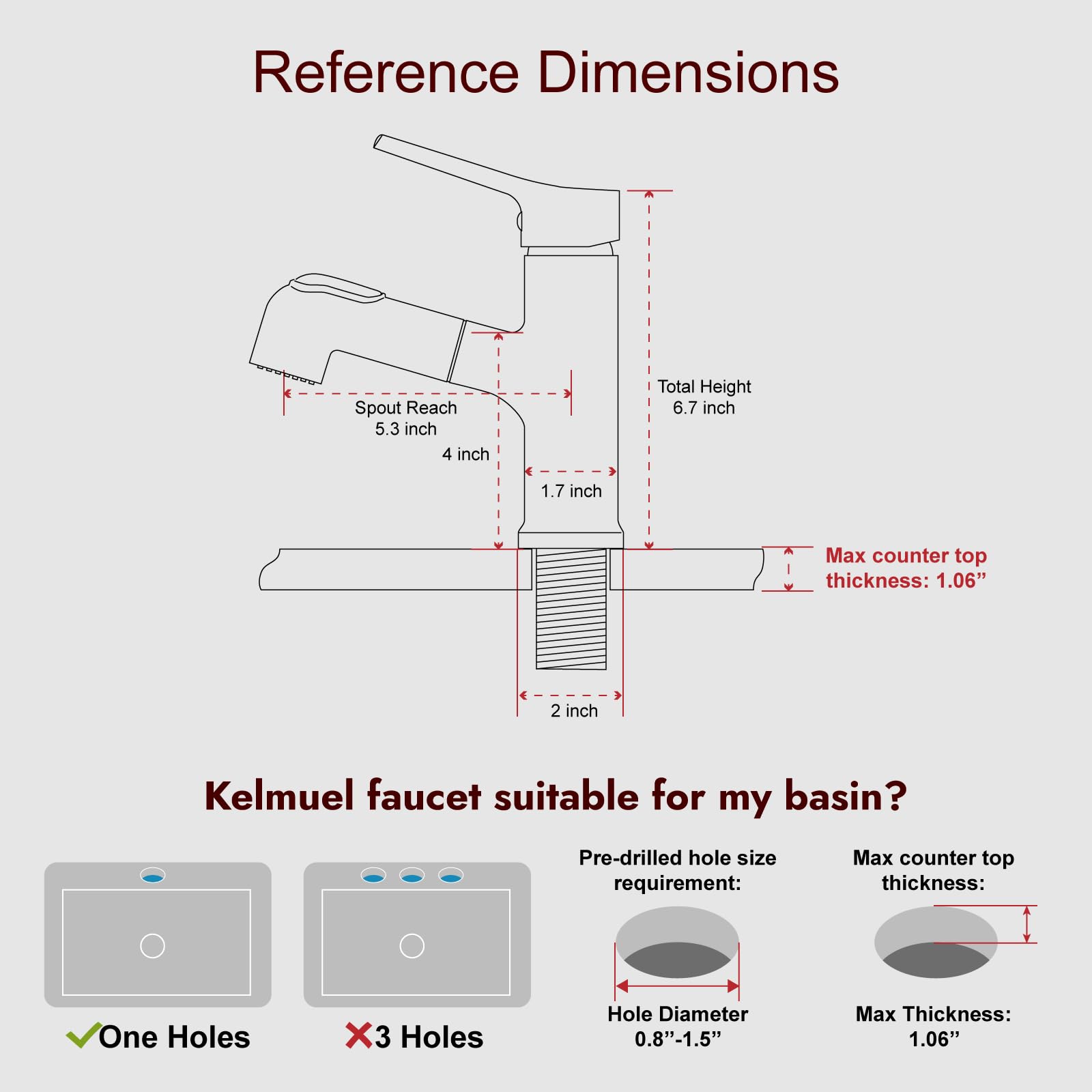 Kelmuel Single Hole Pull Out Faucet,Matte Black Sink Faucet Bathroom,Pull Down Sprayer Single Handle Pull Out Faucet for Bathroom RV Office Sinks