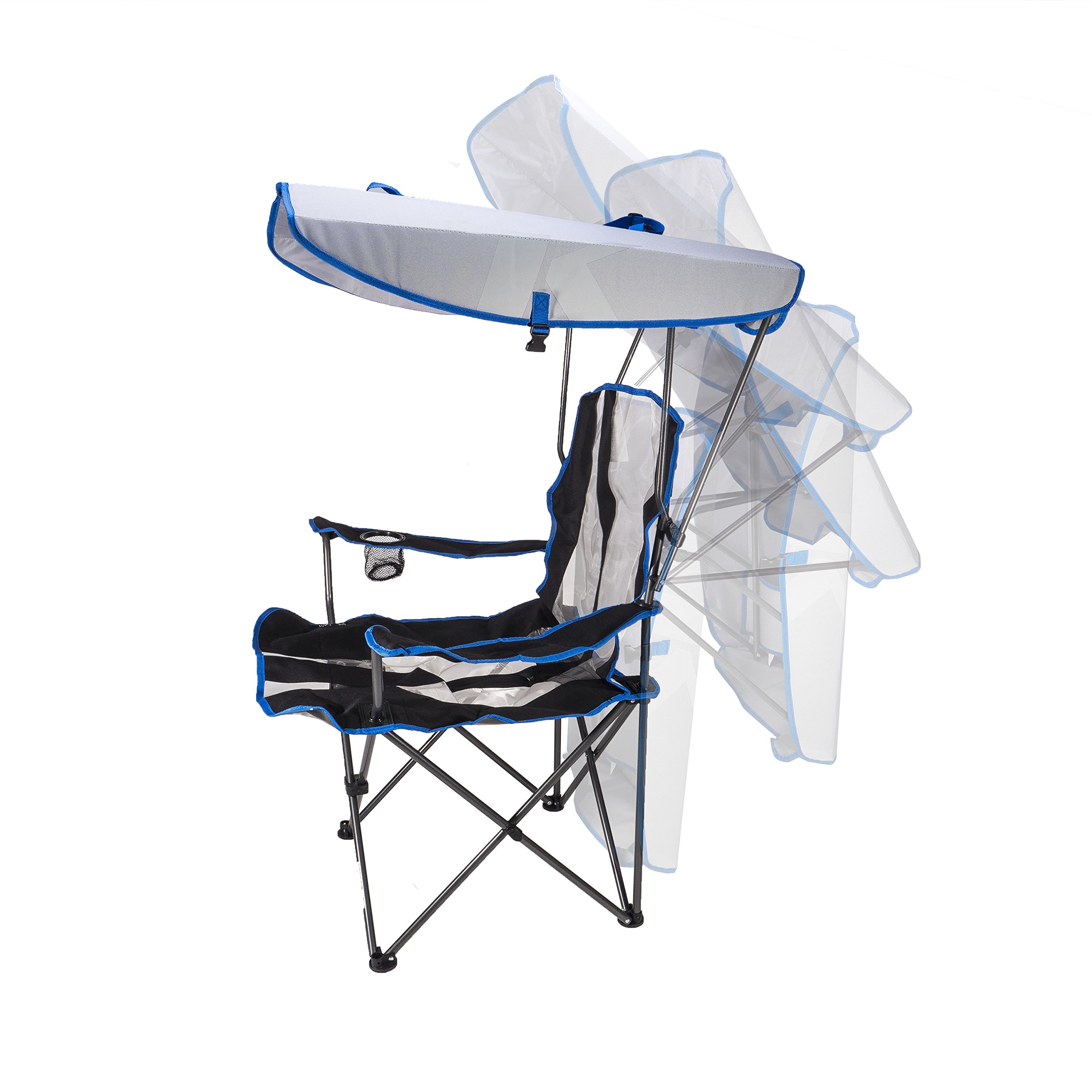 Kelsyus Original Canopy Chair - Foldable Chair for Camping, Tailgates, and Outdoor Events - Navy Stripe, 37"" x 24"" x 58"""