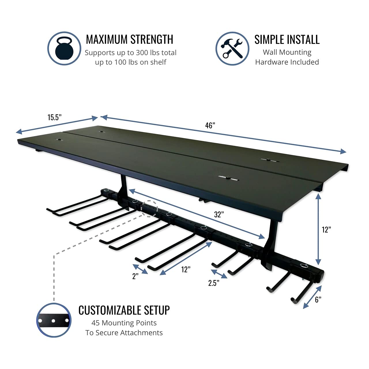 StoreYourBoard Tool Max Garage Storage Rack Shelf, Adjustable Wall Mount Organizer, Heavy Duty Holds 300 lbs