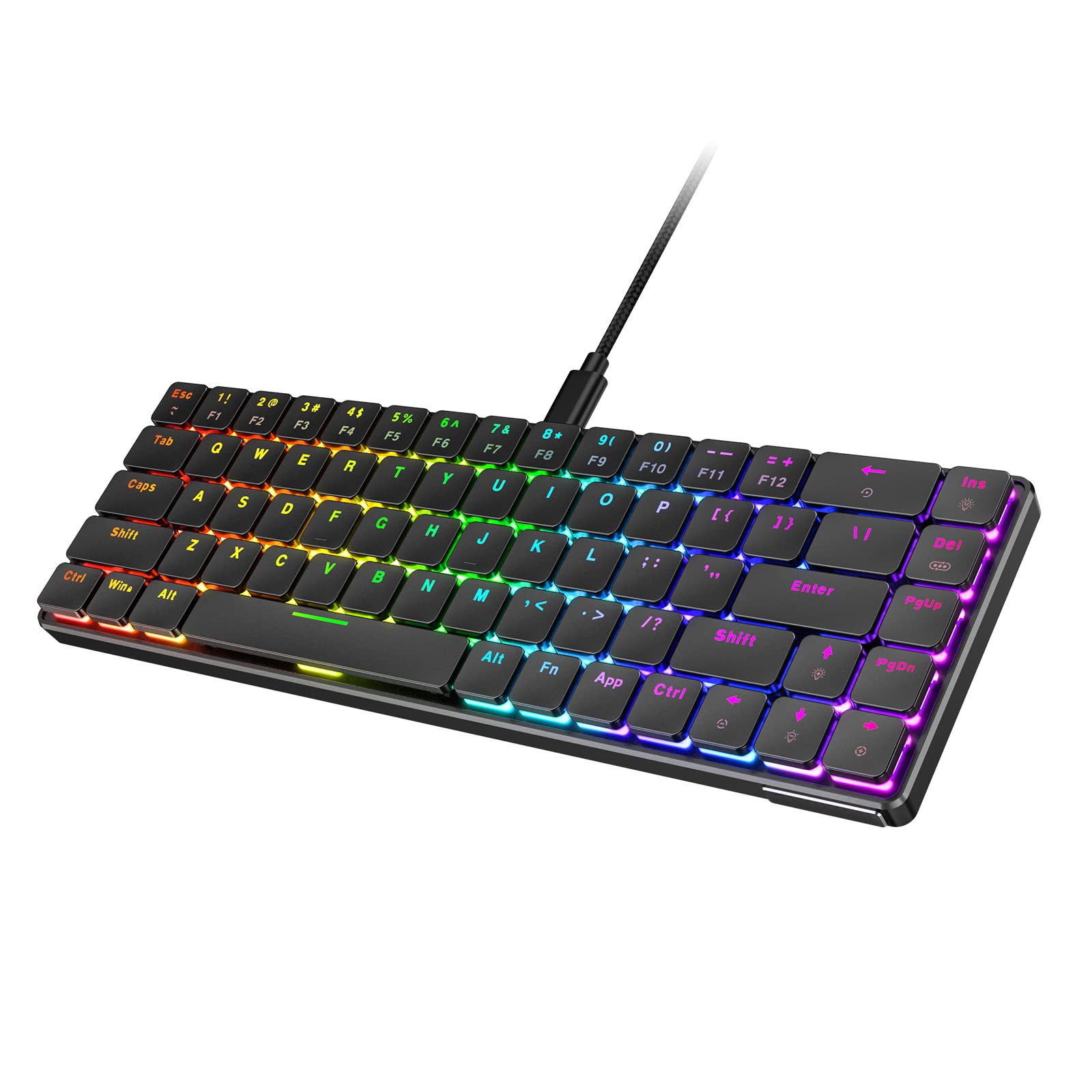 SIMGAL Wired RGB Mechanical Keyboard, Ultra-Thin Low Profile Gaming Keyboard with 69 Keys and RGB Backlight for Mac Windows PC (Red Switch)