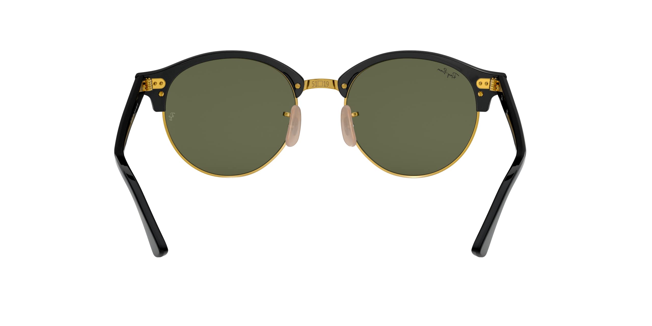 Ray-Ban RB4246 Clubround Round Sunglasses, Black/Polarized G-15 Green, 51 mm
