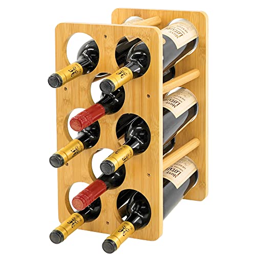 Utoplike Wine Bottle Holder, Wine Racks Countertop, Bamboo Wine Rack Table for 8 Bottles, Sturdy and Durable Wine Racks Free Standing, Bottle Storage Rack for Cupboard, Wooden Water Bottle Storage