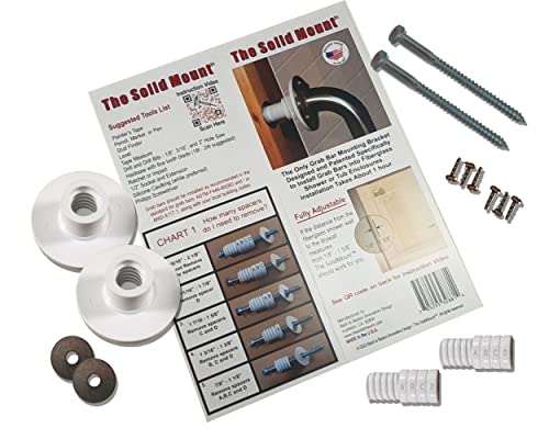 Solid Mount Grab Bar Kit - Patented Mounting Kit for Fiberglass Wall in Bathtubs & Showers/ANSI & ADA Standards/1 Kit Mounts 1 Grab Bar