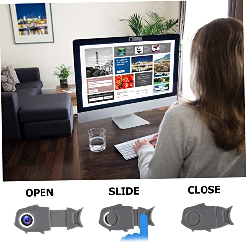 SOLUSTRE Laptop Computer 3pcs Blocker Privacy Protector Laptop Pad Grey Computer Slider Phone Camera Tablet Fish Adhesive Shape for Cover Shaped Webcam Lids Slide Plastic Web Tablets Laptops