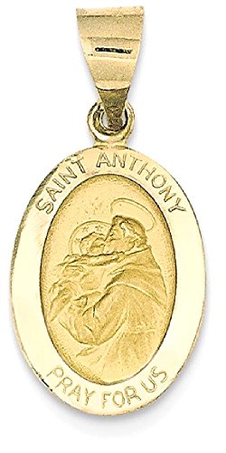 IceCarats 14K Yellow Gold Saint Anthony Medal Necklace Charm Pendant 23.3mm x 11mm Only