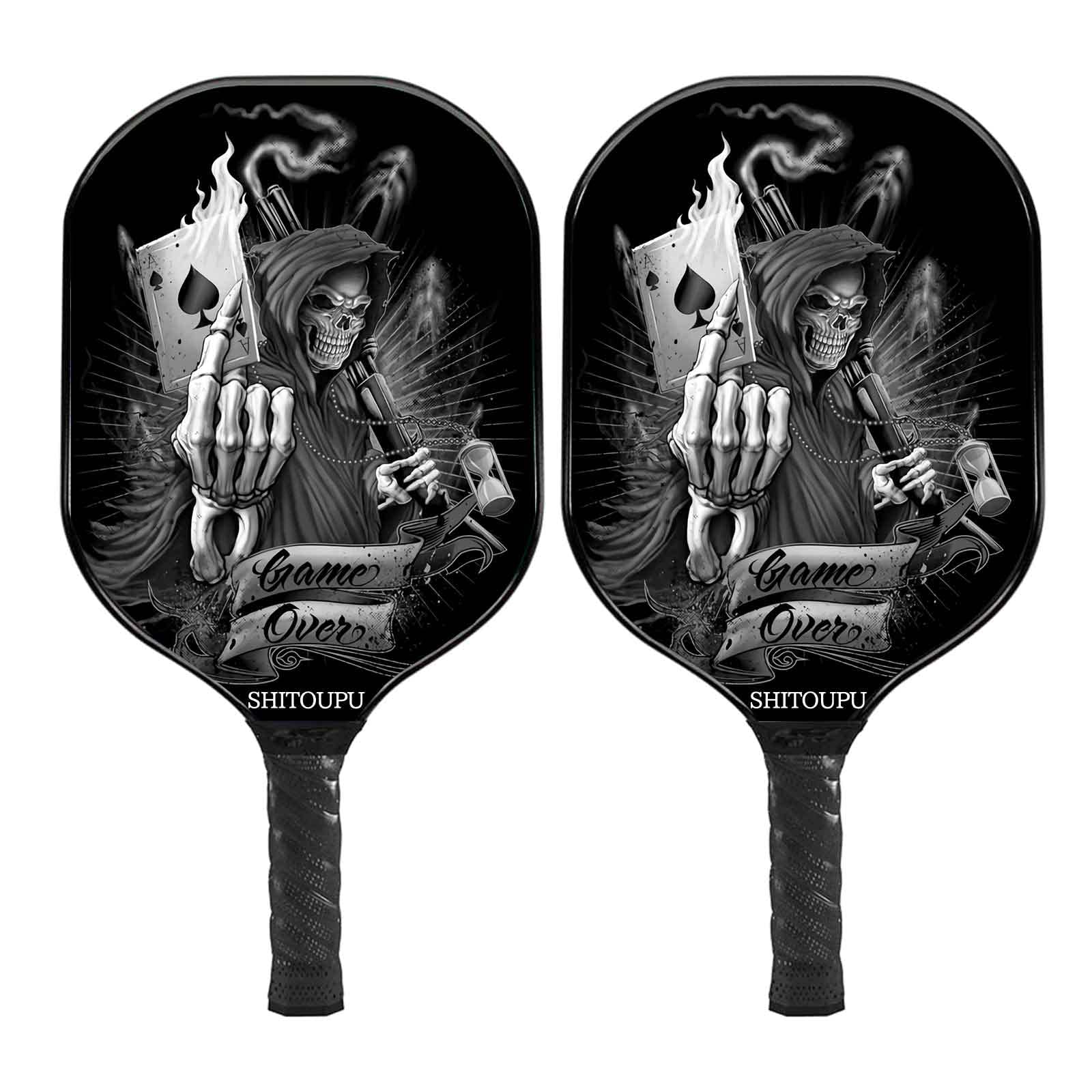 Poker Skull Graphite Pickleball, Lightweight Pickleball Set with 4 Balls and 1 Pickleball Bag,Pickleball Rackets