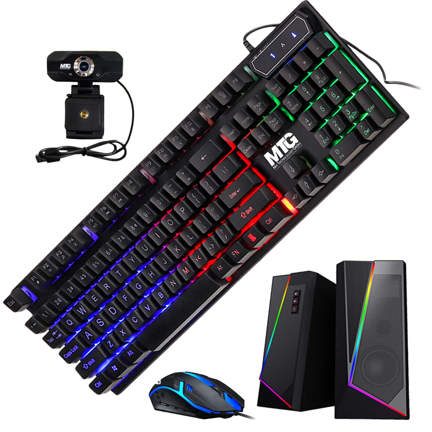 TechMagnet All in one Desktop Computer, Cheetah 4, Intel Core i5 4th Gen 2.5 GHz, 8GB DDR3, 120GB SSD, 27 inch LED Monitor, MTG RGB Keyboard Mouse, RGB Speaker and Webcam, Win10 Pro (Renewed)