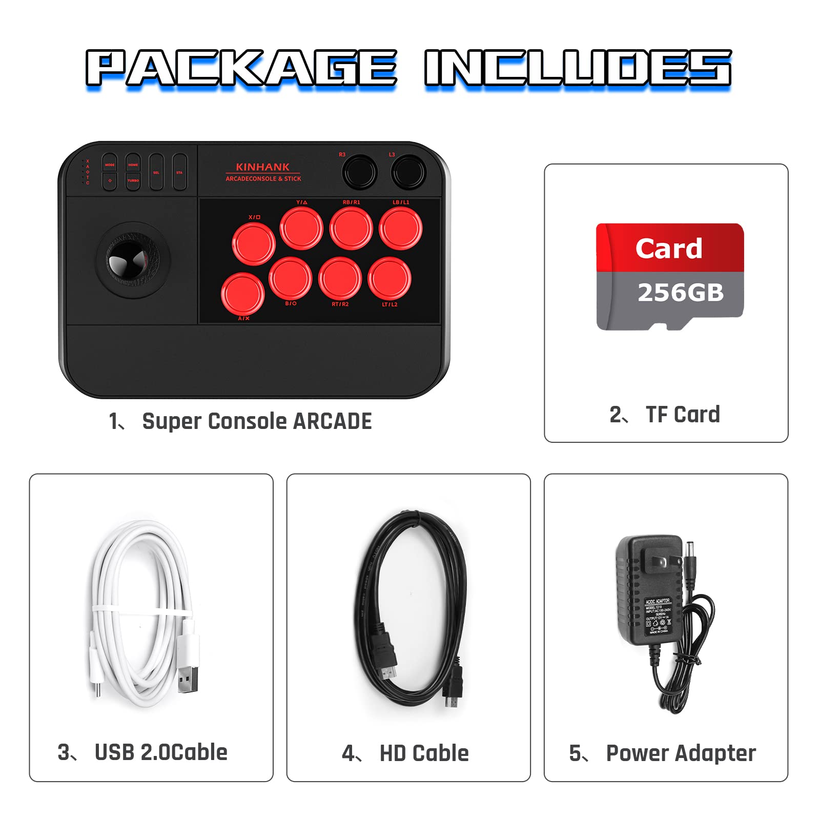Super Arcade Game Console X3 built-in 50k + Classic Arcade Games, 3D Games ,Arcade Console for PC Projector and TV,3D Joystick Turbo Function and 8-button Layout, S905X3 Chip,Plug and Play