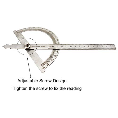 Sipery Angle Finder Protractor 0-180 Degrees Stainless Steel Goniometer Ruler with Swing Arm Measuring Ruler Tool (arm measuring 150mm/6inch)